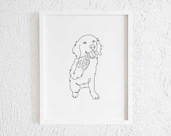 Labrador Retriever Puppy Line Art Drawing Print. Printable | Etsy