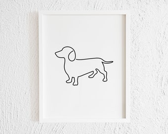 One Line Art Dachshund - Etsy