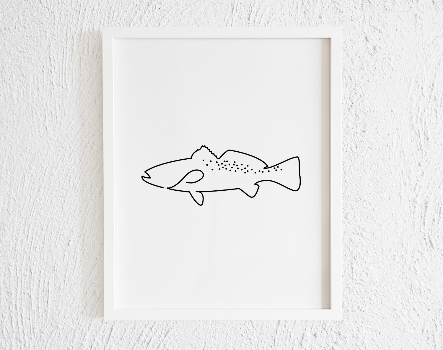 Saltwater Trout Fish Doodle Print. Printable Minimalist One | Etsy