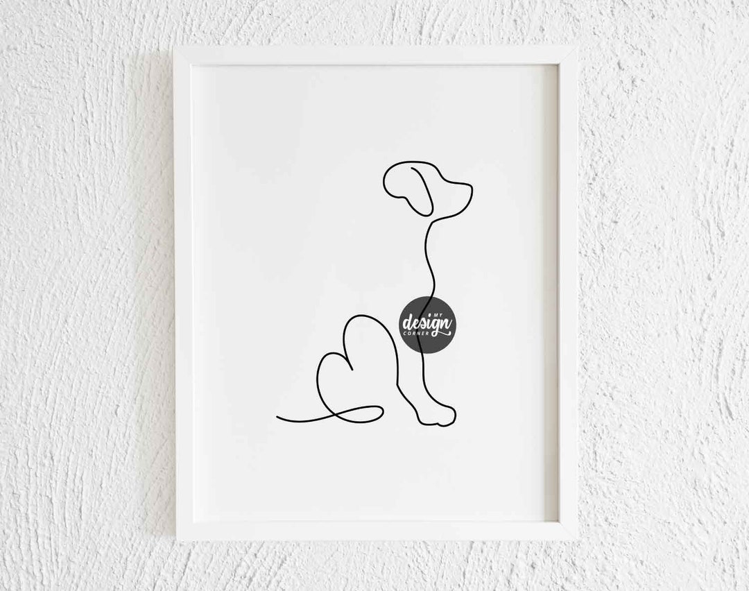 Labrador Retriever Heart One Line Drawing Print. Printable Simple ...