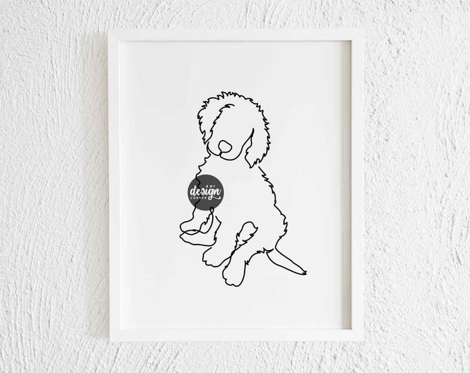 Yorkie Face One Line Drawing Print. Printable Black and White Modern ...