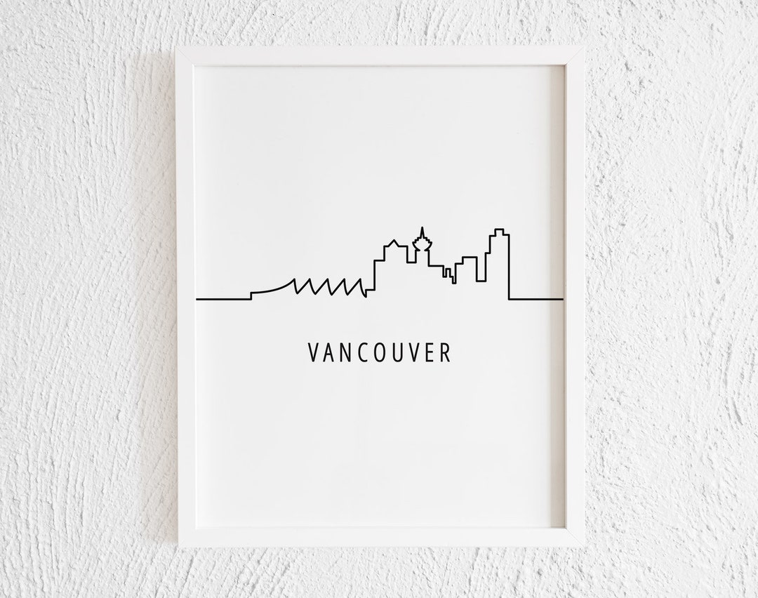 Vancouver BC City Skyline Doodle Print. Minimalist Drawing One Line ...