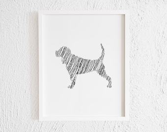 Dog Scribble Drawing - Etsy