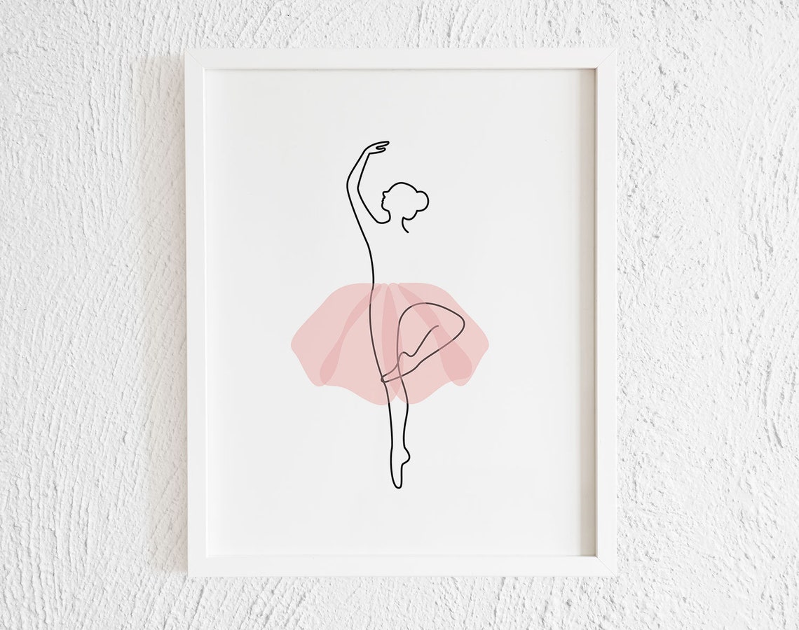 Minimalist Pink Ballerina Drawing Doodle Printable Wall Art. - Etsy