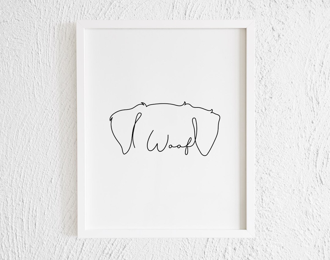Labrador Retriever Ears Woof One Line Art Print. Printable Modern ...