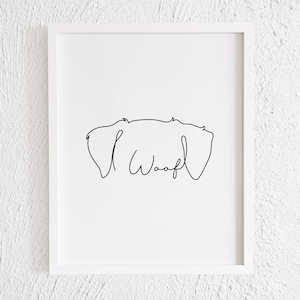 Labrador Retriever Ears Woof One Line Art Print. Printable - Etsy