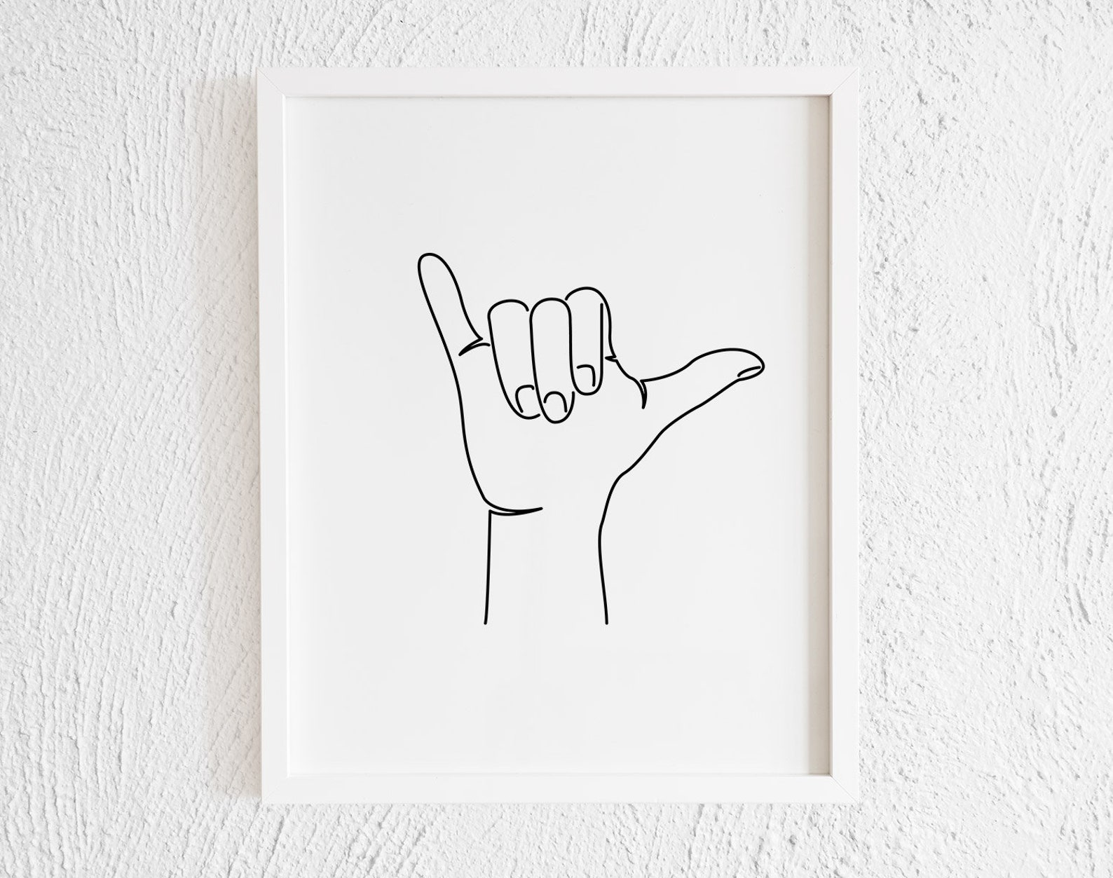 Hawaiian Shaka Hand Gesture Drawing Print. Printable Minimalist Hang ...