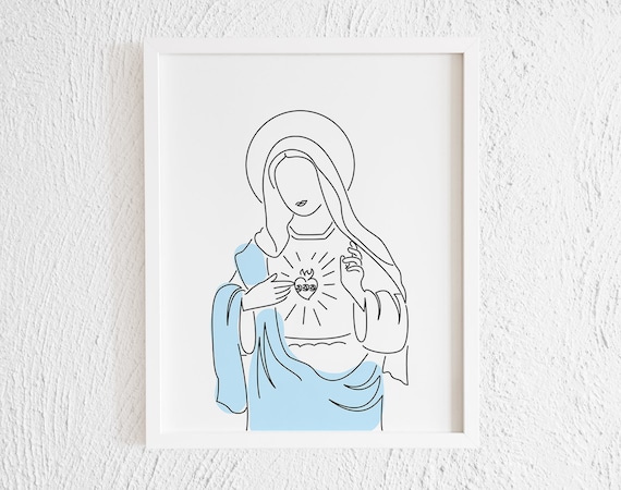 Virgin Mary Outline Drawing