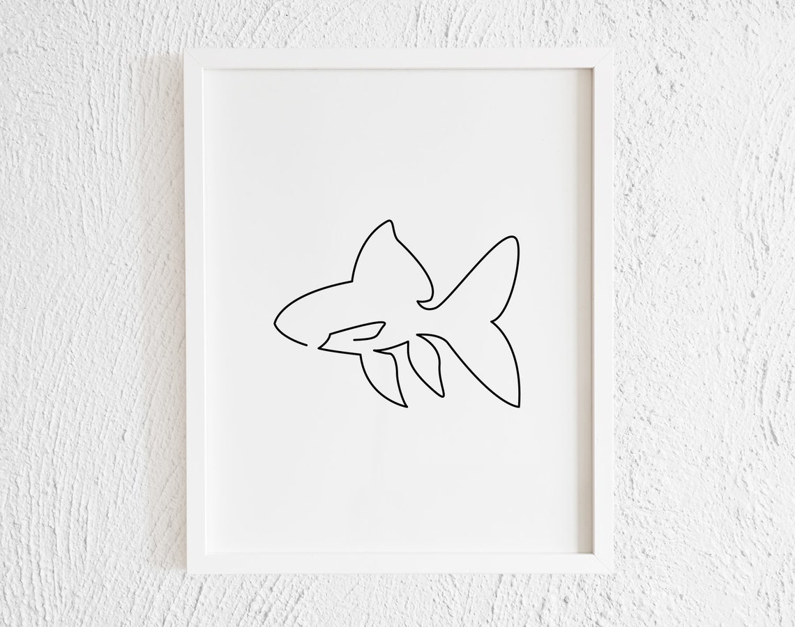 Goldfish Doodle Print. Printable Minimalist One Line Art Fish - Etsy