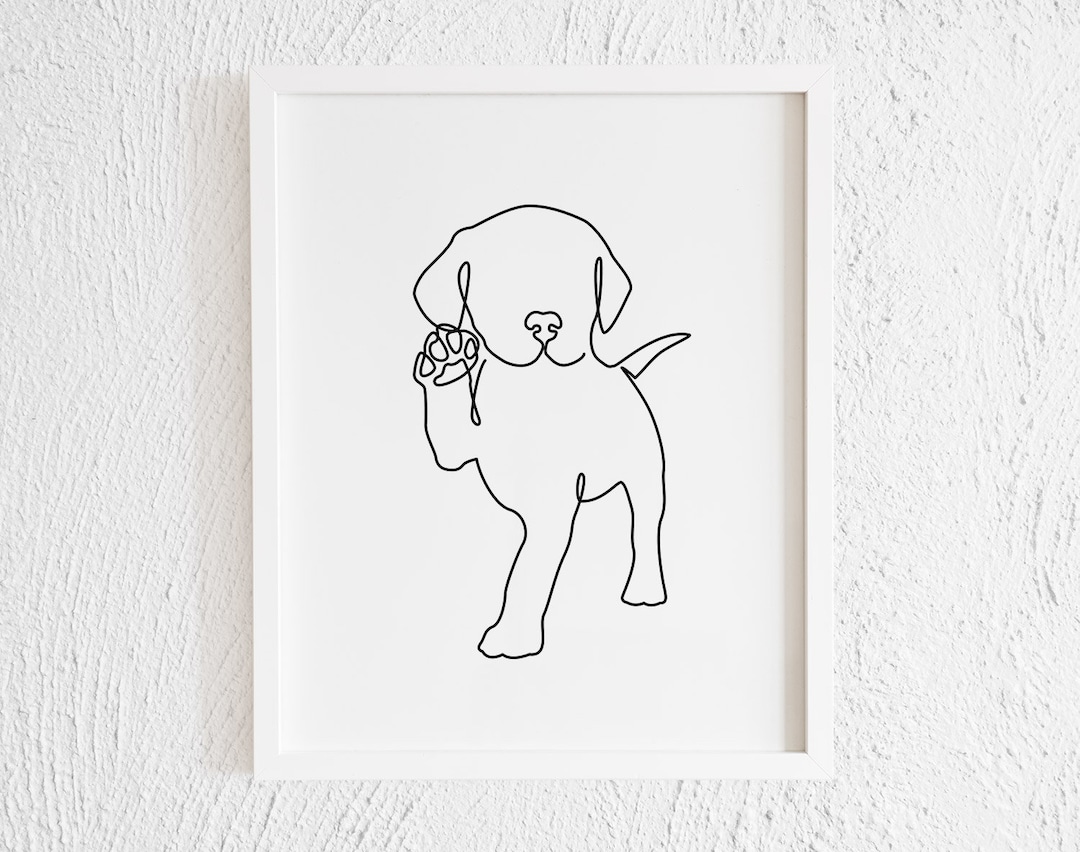 Labrador Retriever Puppy Line Art Drawing Print. Printable Black and ...
