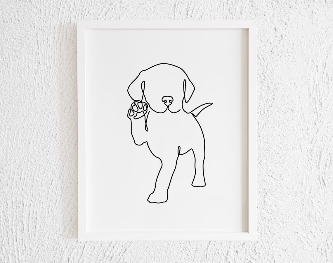 Labrador Retriever Puppy Line Art Drawing Print. Printable | Etsy