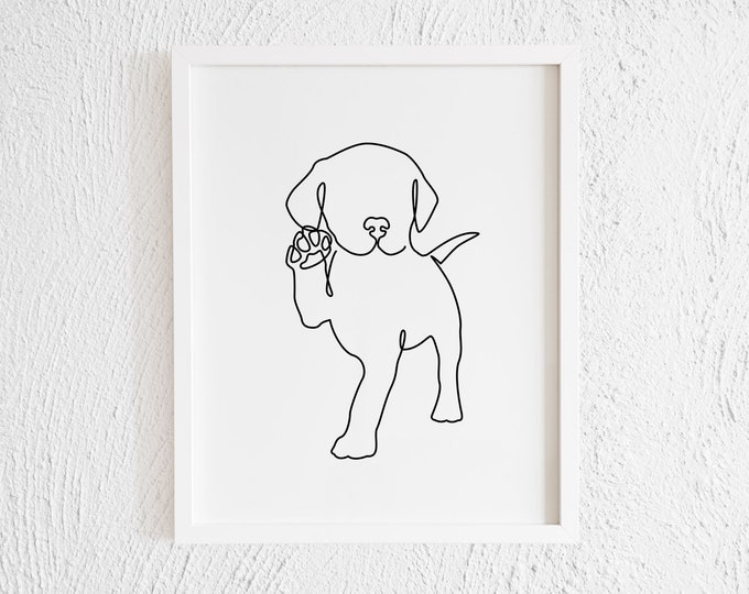 Labrador Retriever Puppy Line Art Drawing Print. Printable - Etsy