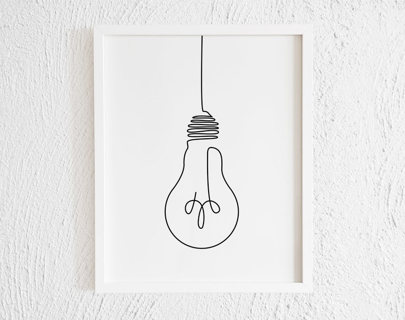 Lightbulb Doodle Print. Printable Minimalist Light Bulb Drawing ...