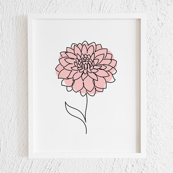 Dahlia Drawing - Etsy