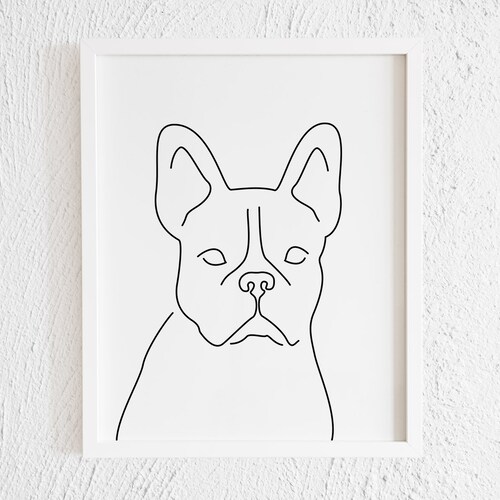 Frenchie Face One Line Drawing Print. Printable Black and - Etsy