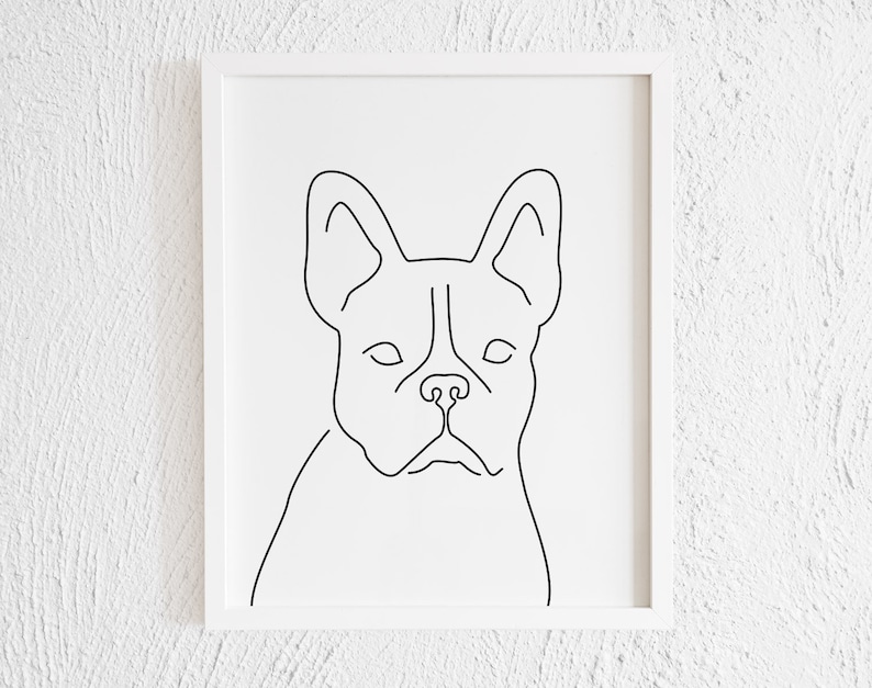 Frenchie Face One Line Drawing Print. Printable Black and - Etsy