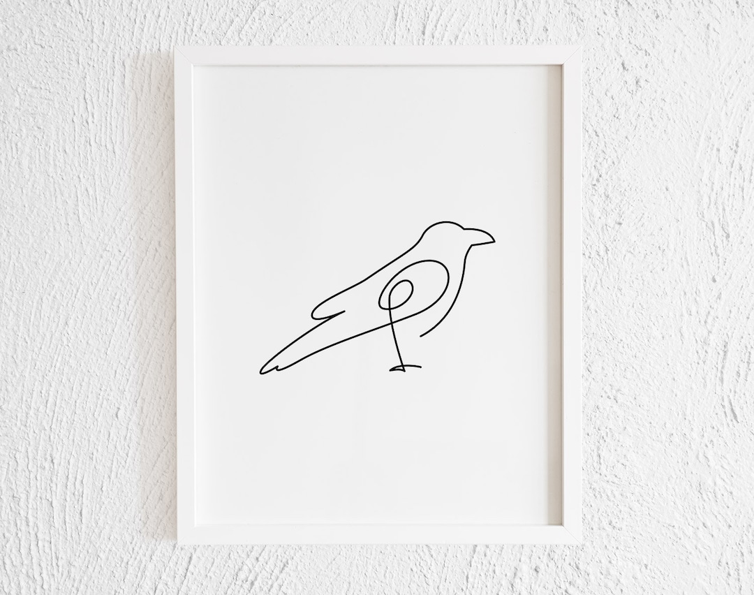 Raven Doodle Print. Minimalist Crow Drawing Wall Decor. Printable ...