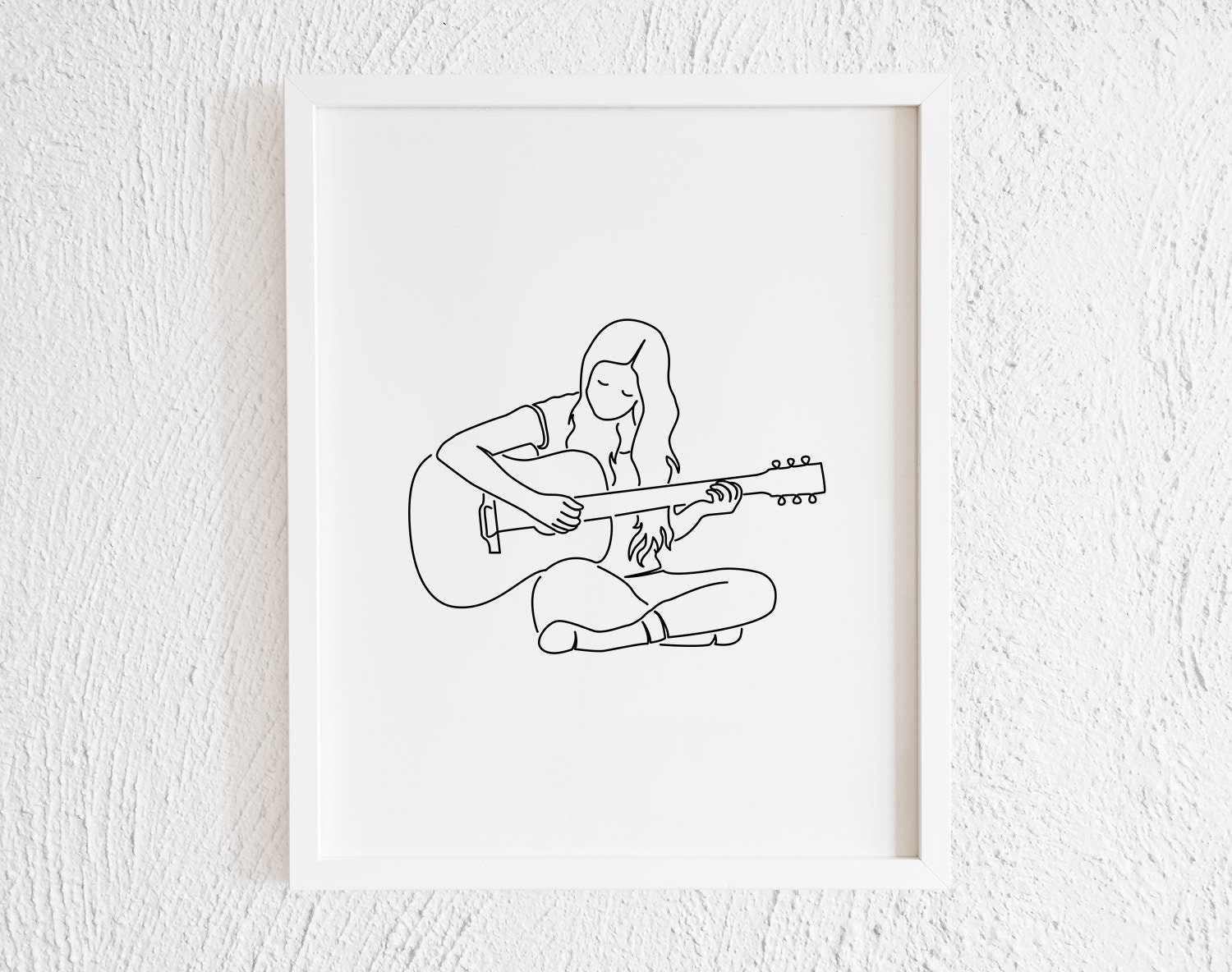 Sketch Of A Girl Playing Guitar