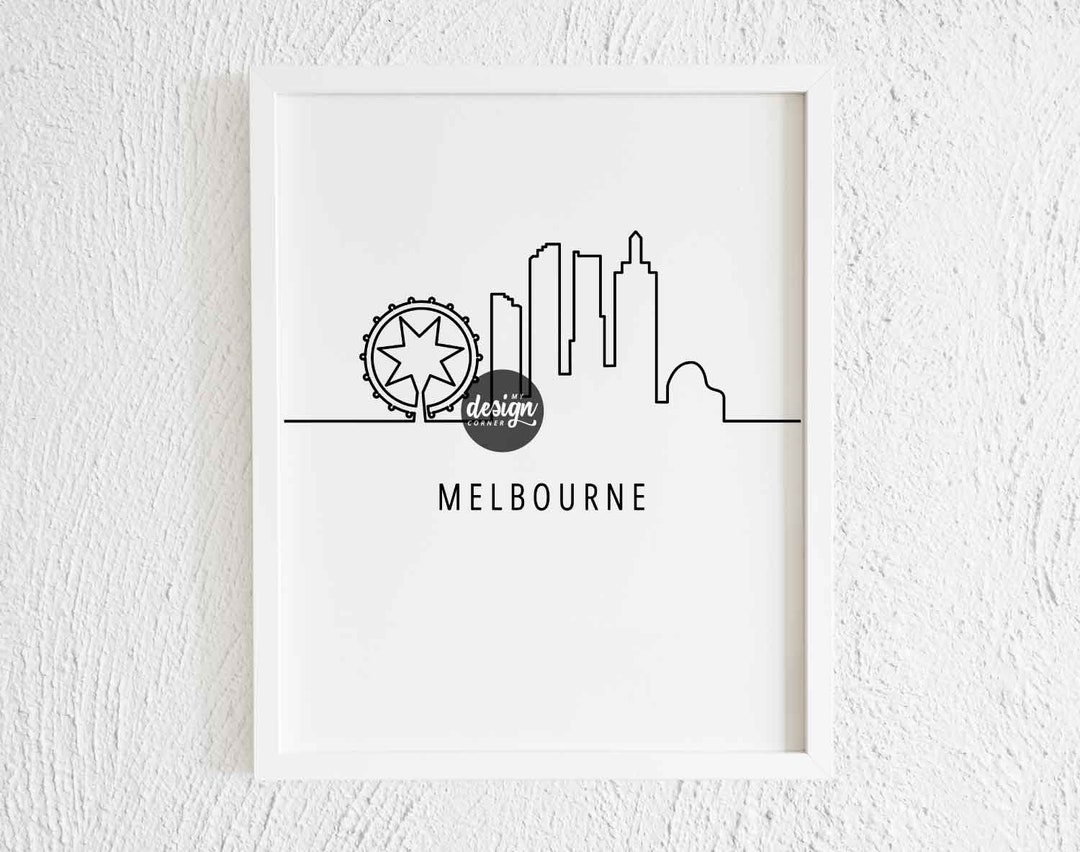 Melbourne City Skyline Doodle Print. Minimalist Drawing Australia City ...