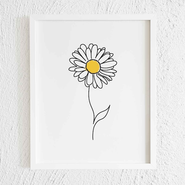 Daisy Line Art Illustration - Etsy Australia