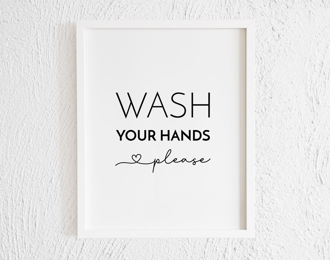 Wash Your Hands Please Print. Modern Bathroom Wall Decor. - Etsy