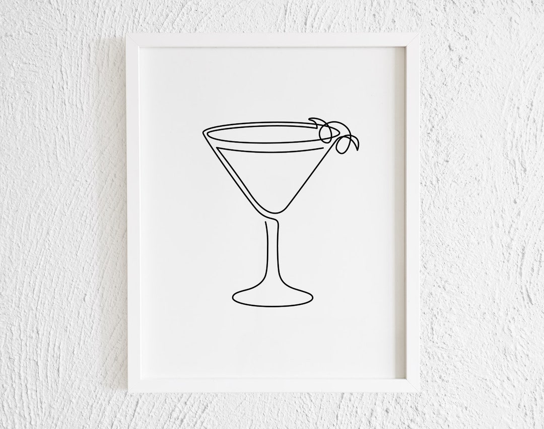 Cosmo Cocktail Line Art Print. Printable Minimalist Cocktail Glass ...