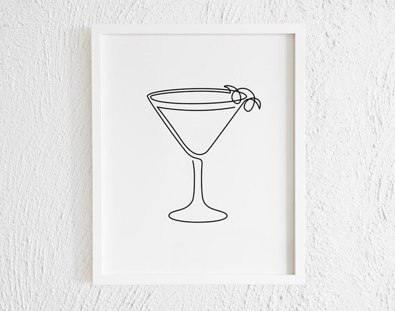 Cosmo Cocktail Line Art Print. Printable Minimalist Cocktail | Etsy