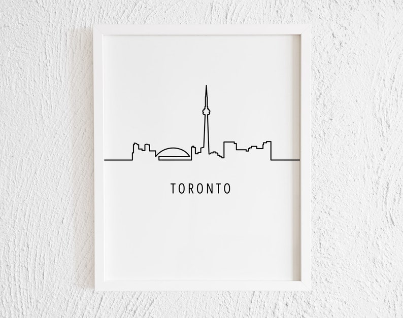 Toronto City Skyline Doodle Print. Minimalist Drawing Canada - Etsy