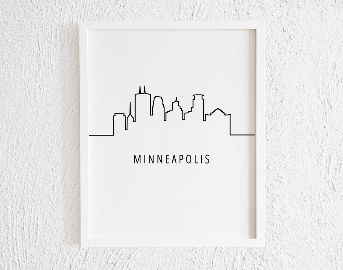 Minneapolis City Skyline Doodle Print. Minimalist Drawing - Etsy