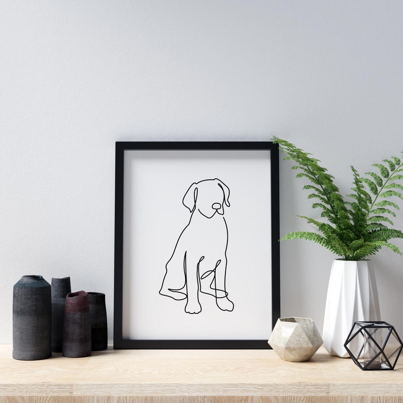 Labrador Retriever One Line Drawing Print. Printable Black and - Etsy ...