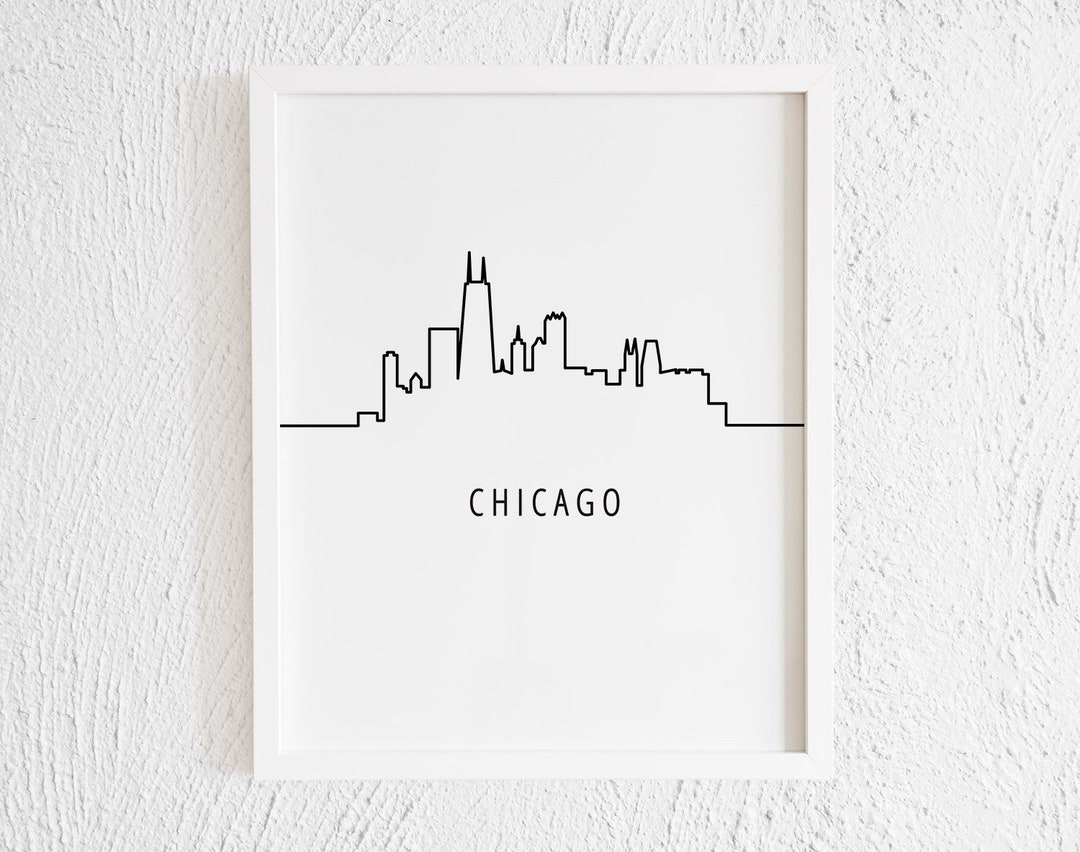 Chicago City Skyline Doodle Print. Minimalist Drawing One Line Illinois ...