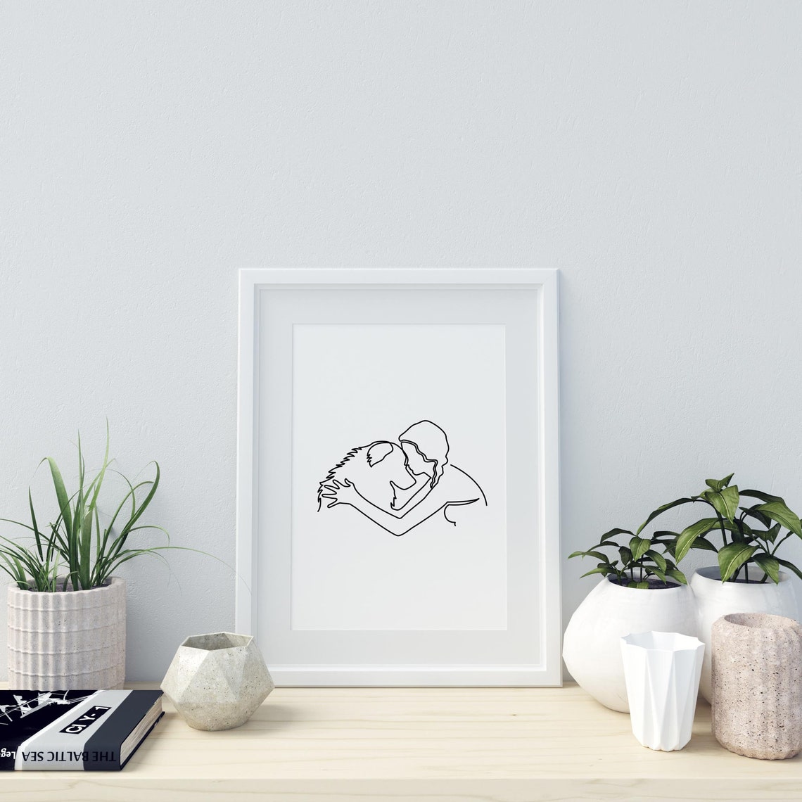 Girl With Golden Retriever One Line Drawing Print. Printable Modern Lab ...