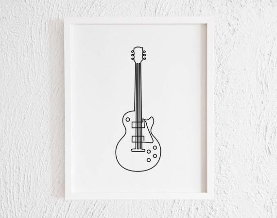 Electric Guitar Gibson Les Paul Standard Line Art Print. - Etsy Australia