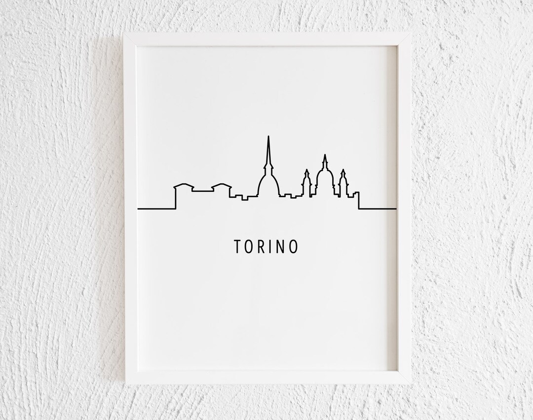Torino City Skyline Doodle Print. Minimalist Drawing One Line Turin ...