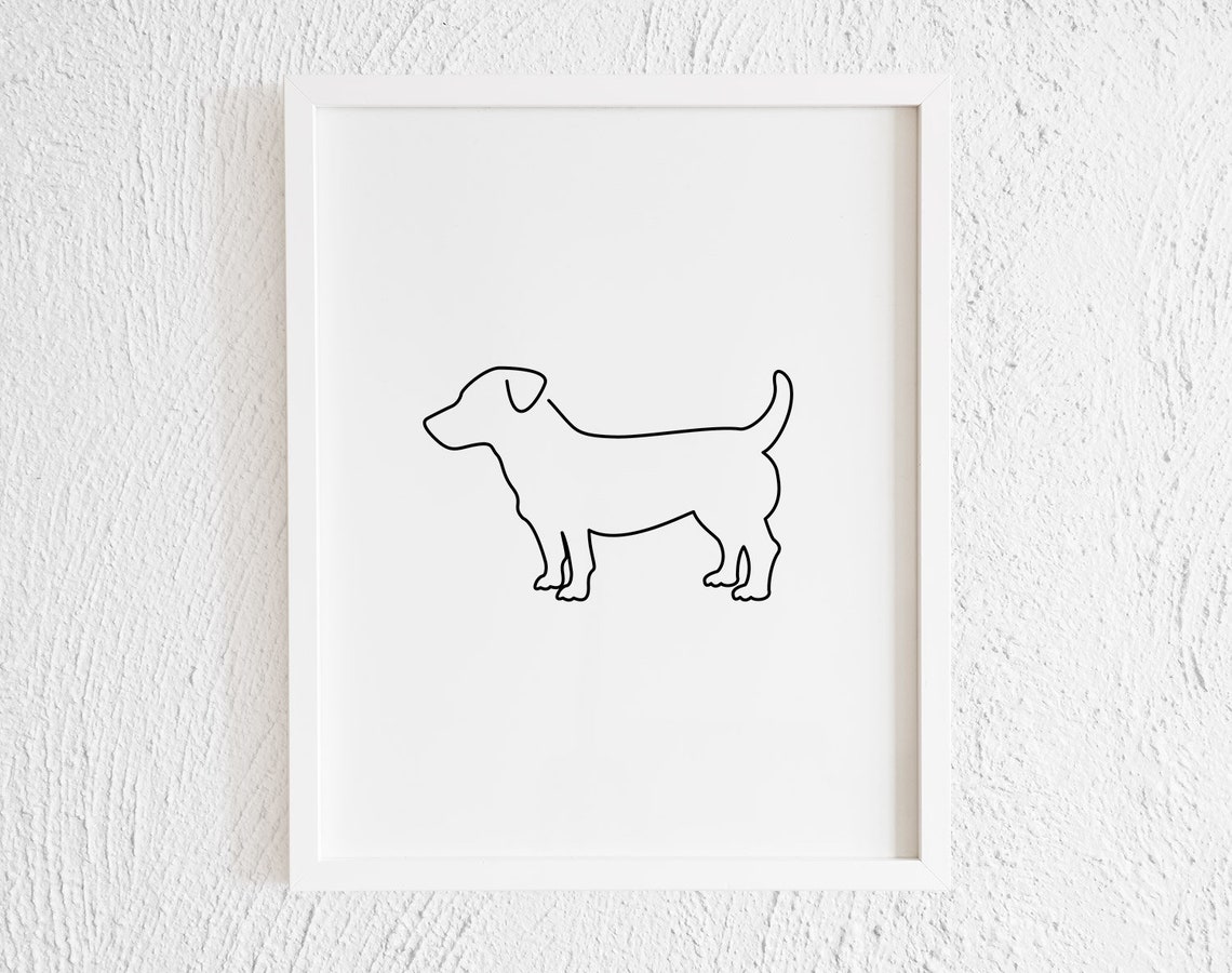 Jack Russell Terrier One Line Drawing Print. Printable Black | Etsy