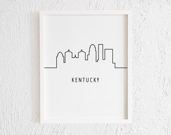 Kentucky State Skyline Doodle Print. Minimalist Drawing One | Etsy