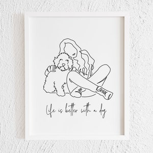 Cavapoo Fur Mama Line Art Print. Printable Modern Goldendoodle - Etsy