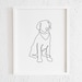 Labrador Retriever One Line Drawing Print. Printable Black and White ...