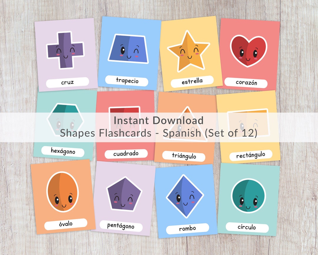 Shapes Flashcards in Spanish. Printable Learn Identify - Etsy