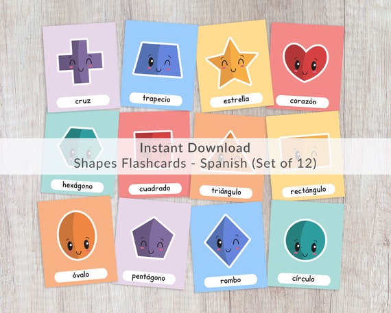 Shapes Flashcards in Spanish. Printable Learn Identify | Etsy