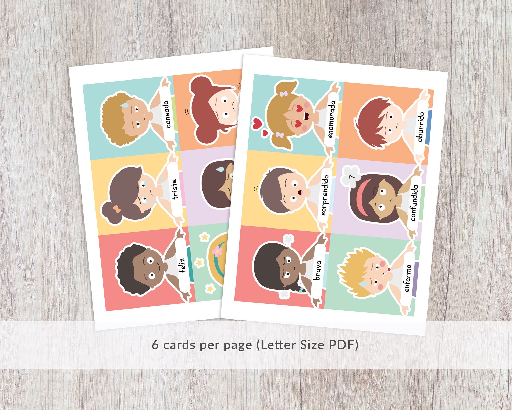 Emotions Flashcards in Spanish. Printable Learn Identify | Etsy