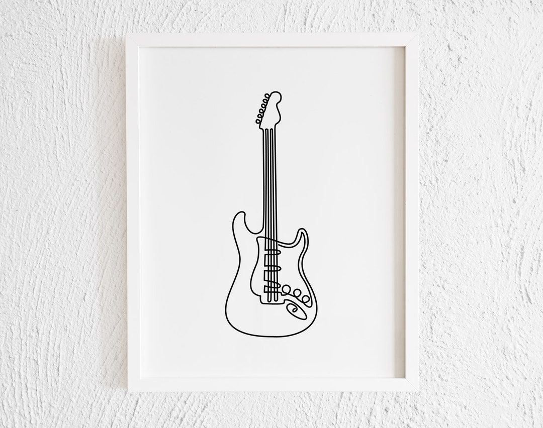 Electric Guitar Line Art Print. Printable Minimalist Fender ...