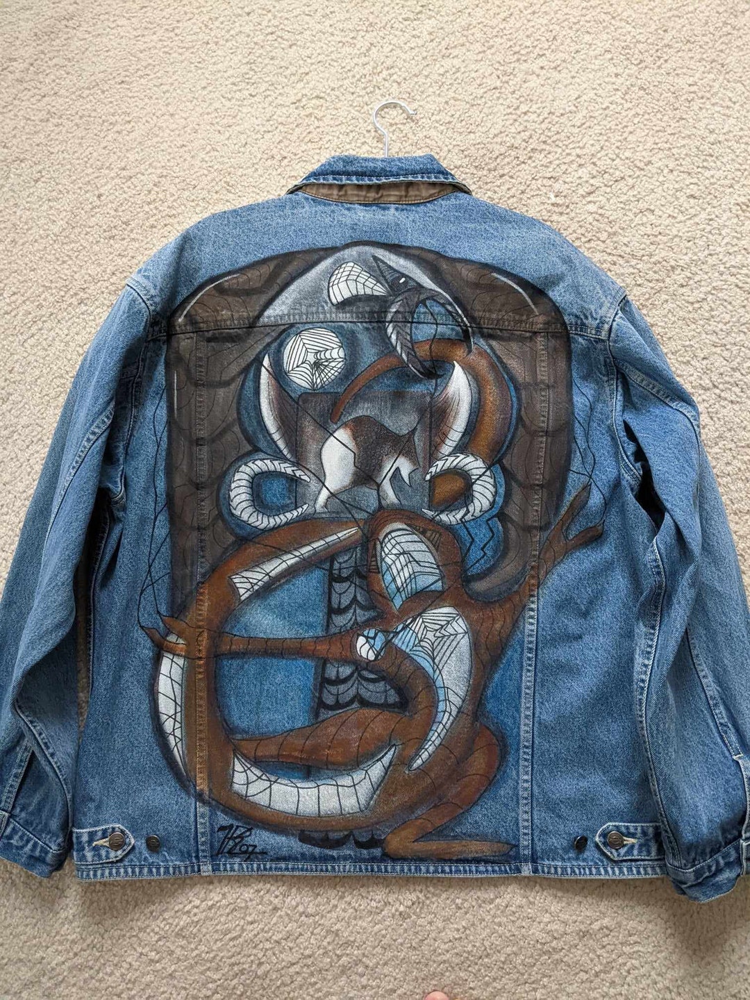 Hand Painted Denim Jacket / Painted Jacket / Art Jacket / Upcycled Art ...