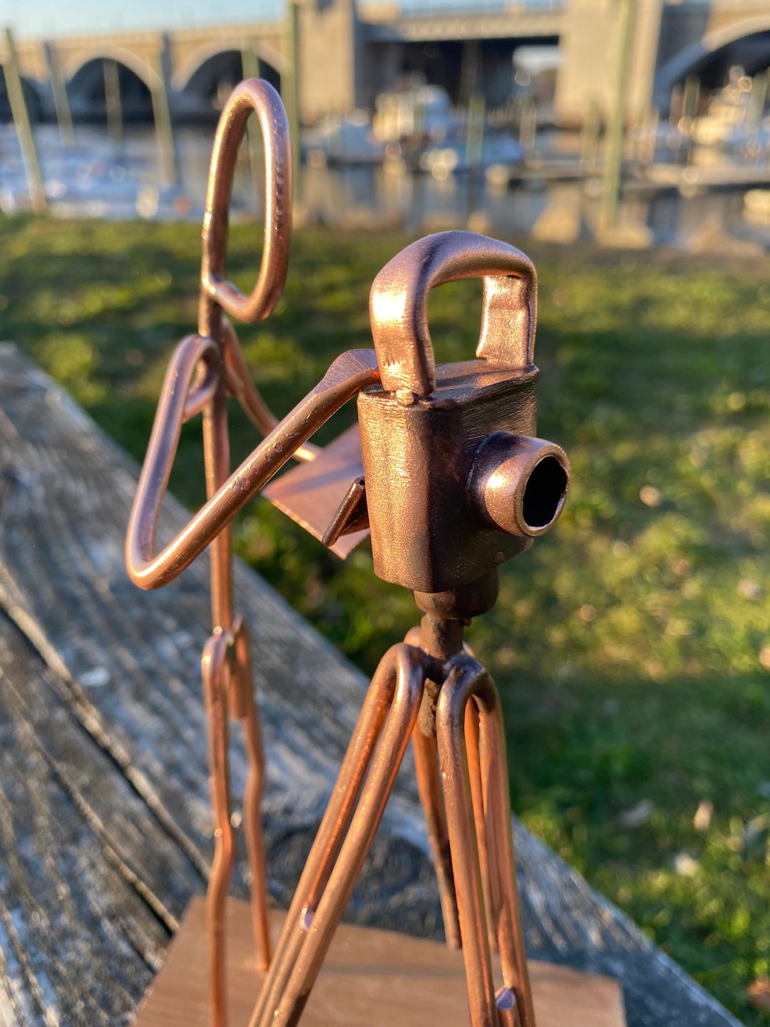 Copper Art Figurine of a Large Version of a Surveyor / Engineer ...