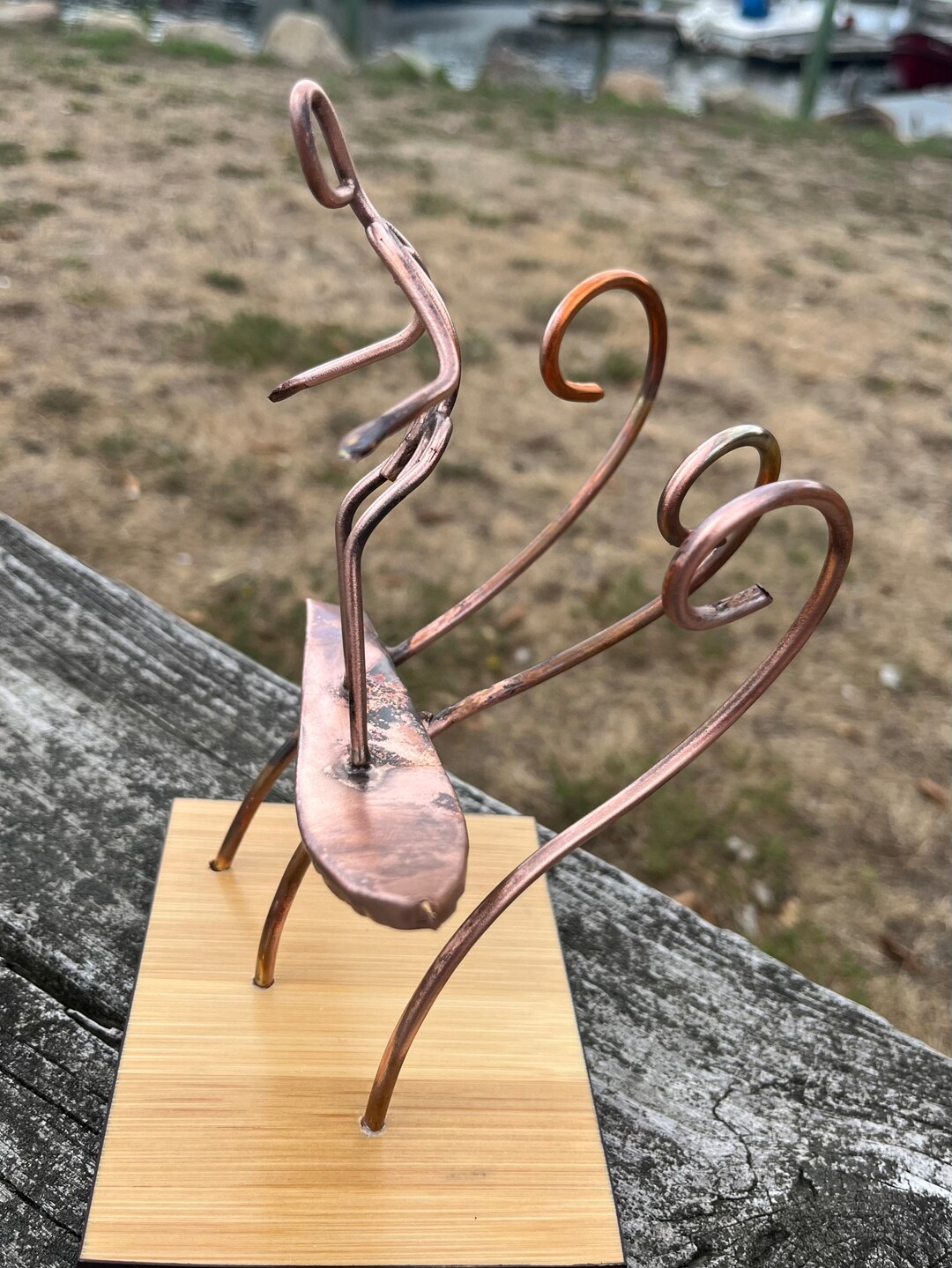 Copper Art Figurine of a Surfer Riding a Wave. - Etsy