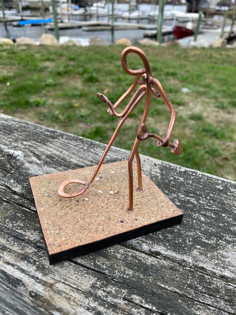 Copper Art Figurine of a Treasure Hunter Metal Detector | Etsy