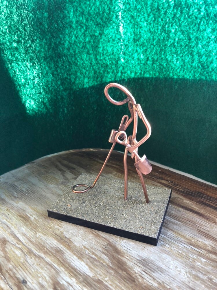 Copper Art Figurine of a Treasure Hunter Metal Detector | Etsy
