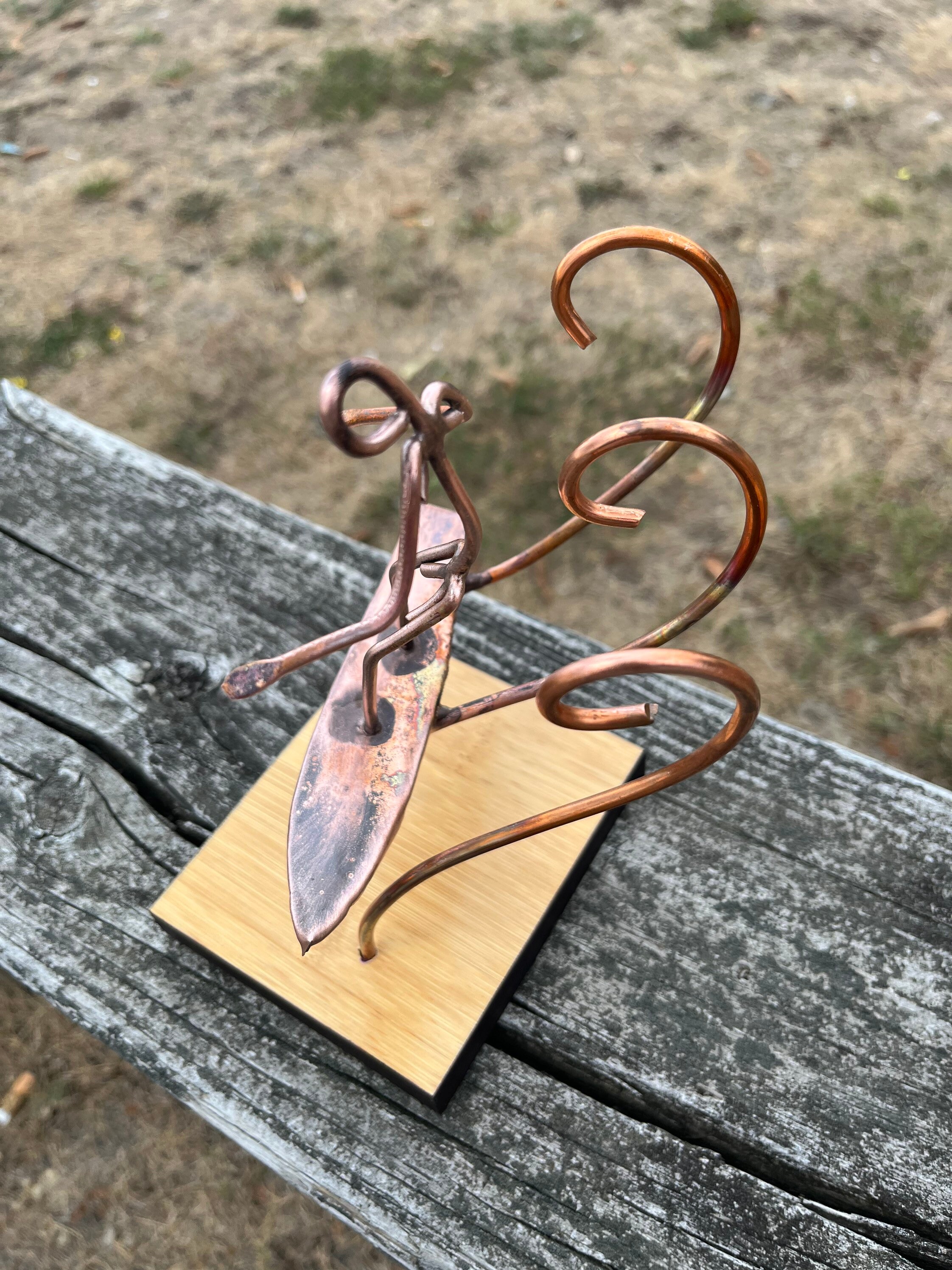 Copper Art Figurine of a Surfer Riding a Wave. - Etsy