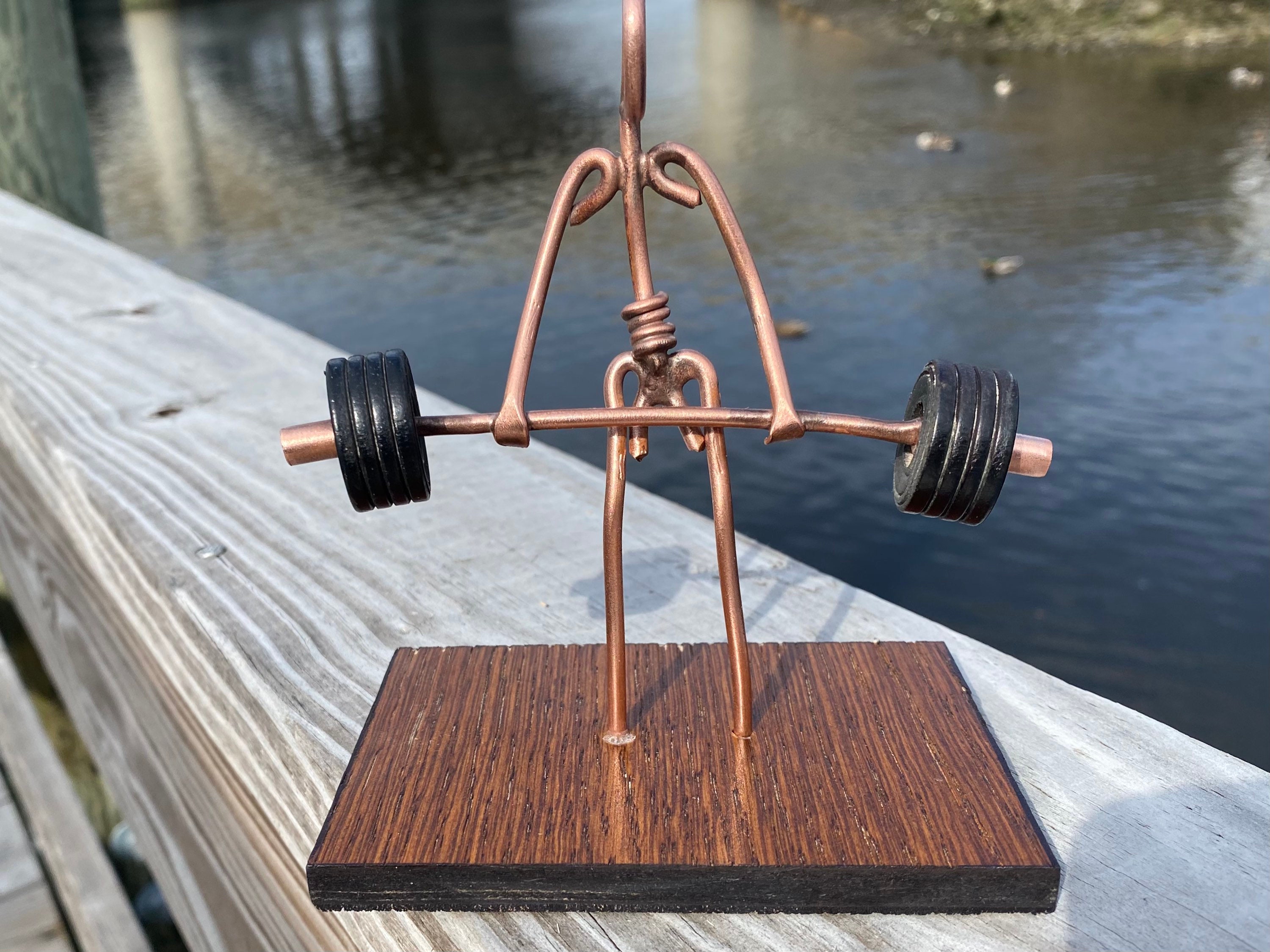 Copper Art Figurine of a Weight Lifter Dead Lift | Etsy