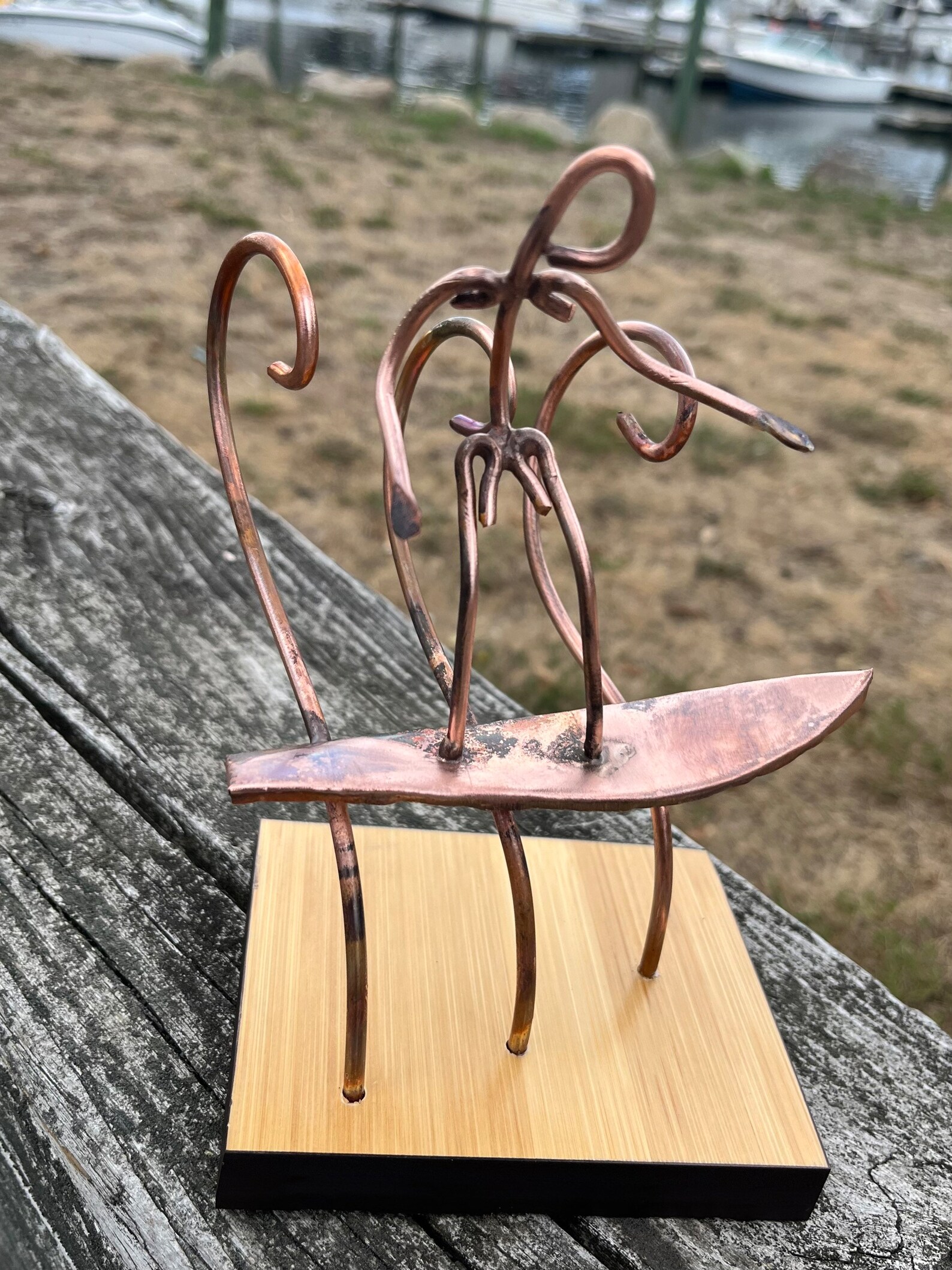 Copper Art Figurine of a Surfer Riding a Wave. - Etsy